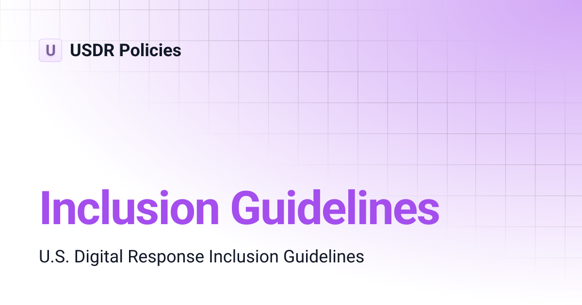 Inclusion Guidelines | USDR Policies